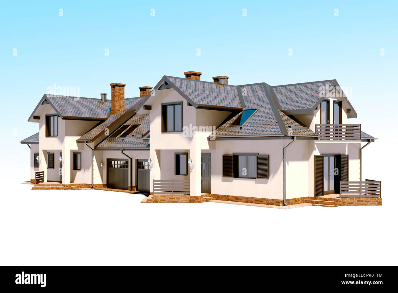 3d beautiful residential house render Stock Photo - Alamy