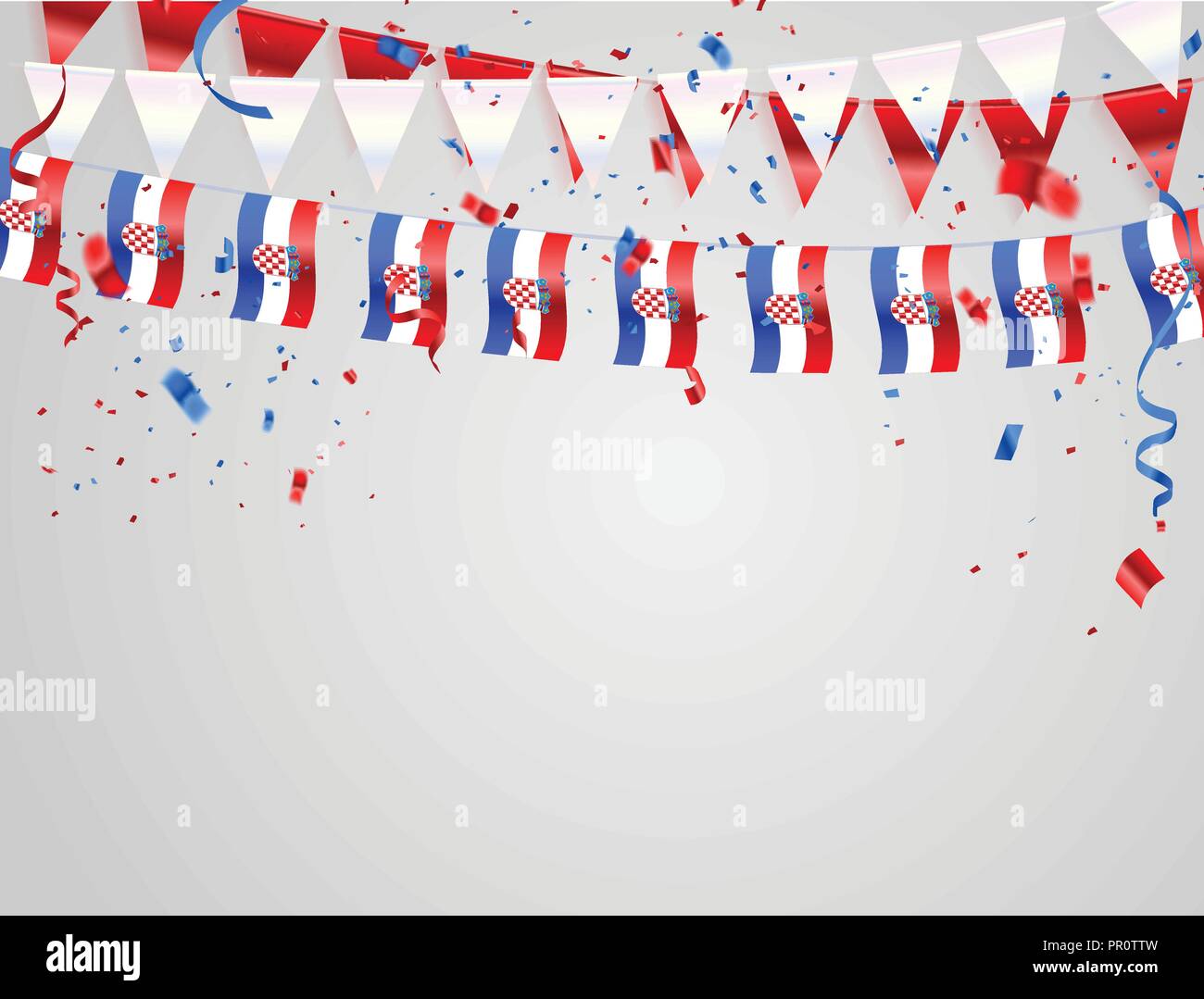 Croatian flags Celebration background template with confetti and red ...