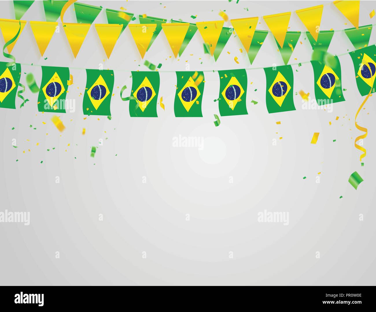 Brazil flags Celebration background template with confetti and green ...