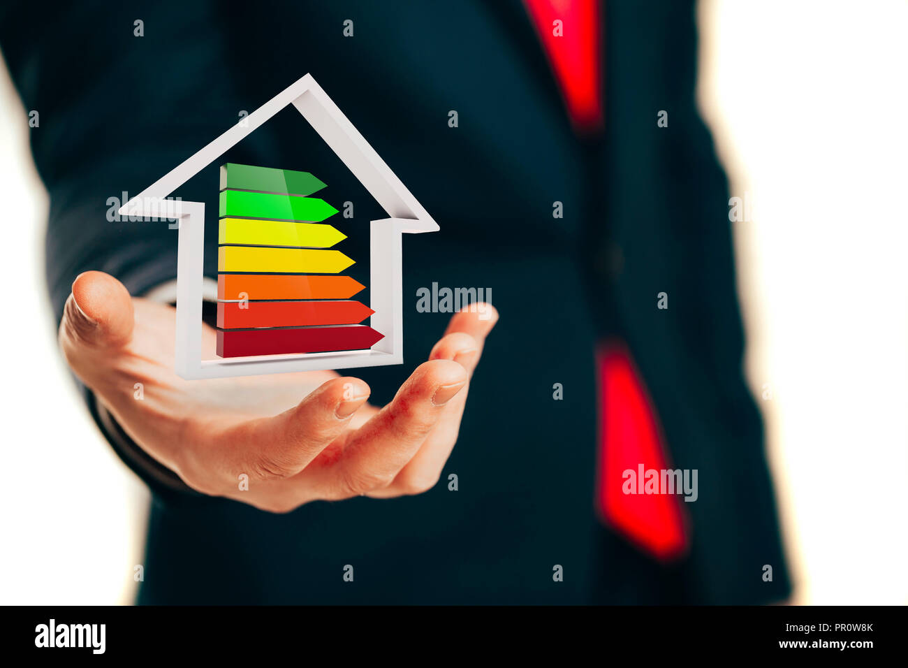 Business man holding an efficiency performance scale, concept Stock ...