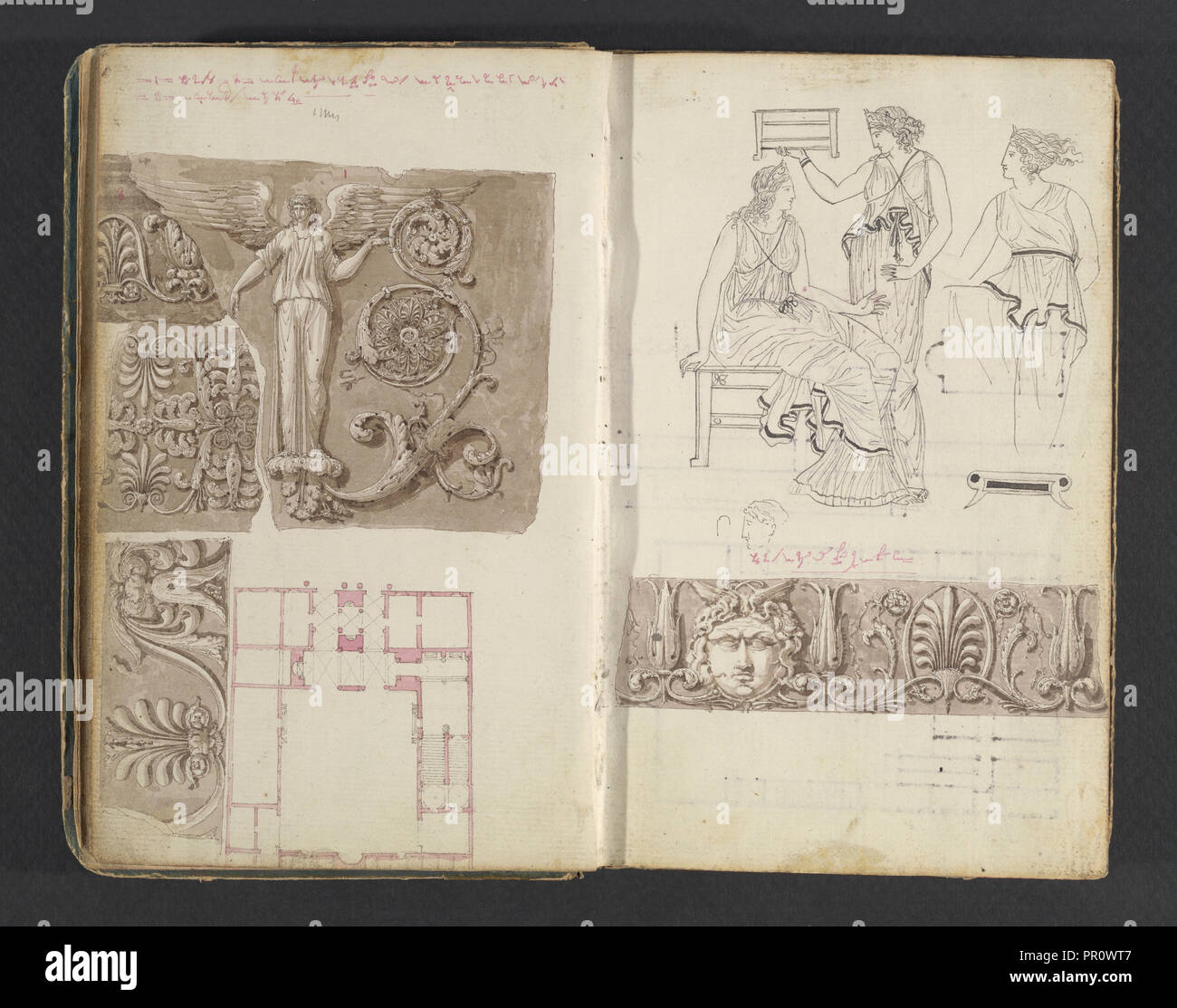 Sketchbook, Percier, Charles, 1764-1838, pencil, ink, wash, 1790, The ...