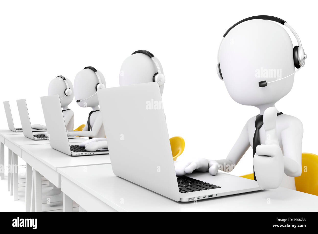 3d man and laptop, call center business concept Stock Photo - Alamy