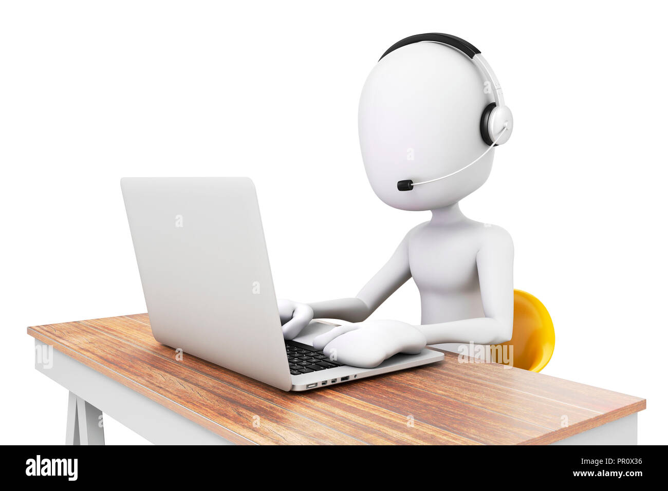 3d man and laptop, call center business concept Stock Photo - Alamy