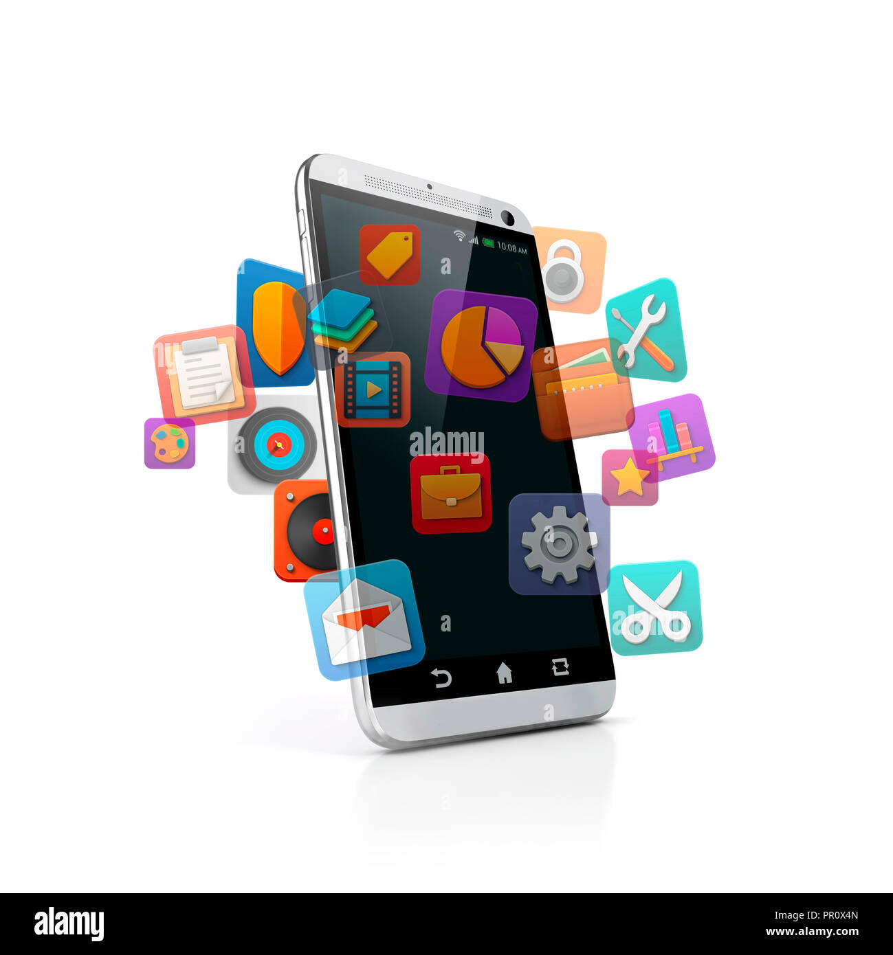 3d smart phone on white background Stock Photo - Alamy