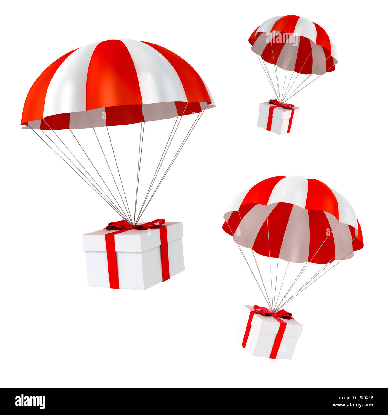 3d colorful parachute and present Stock Photo - Alamy