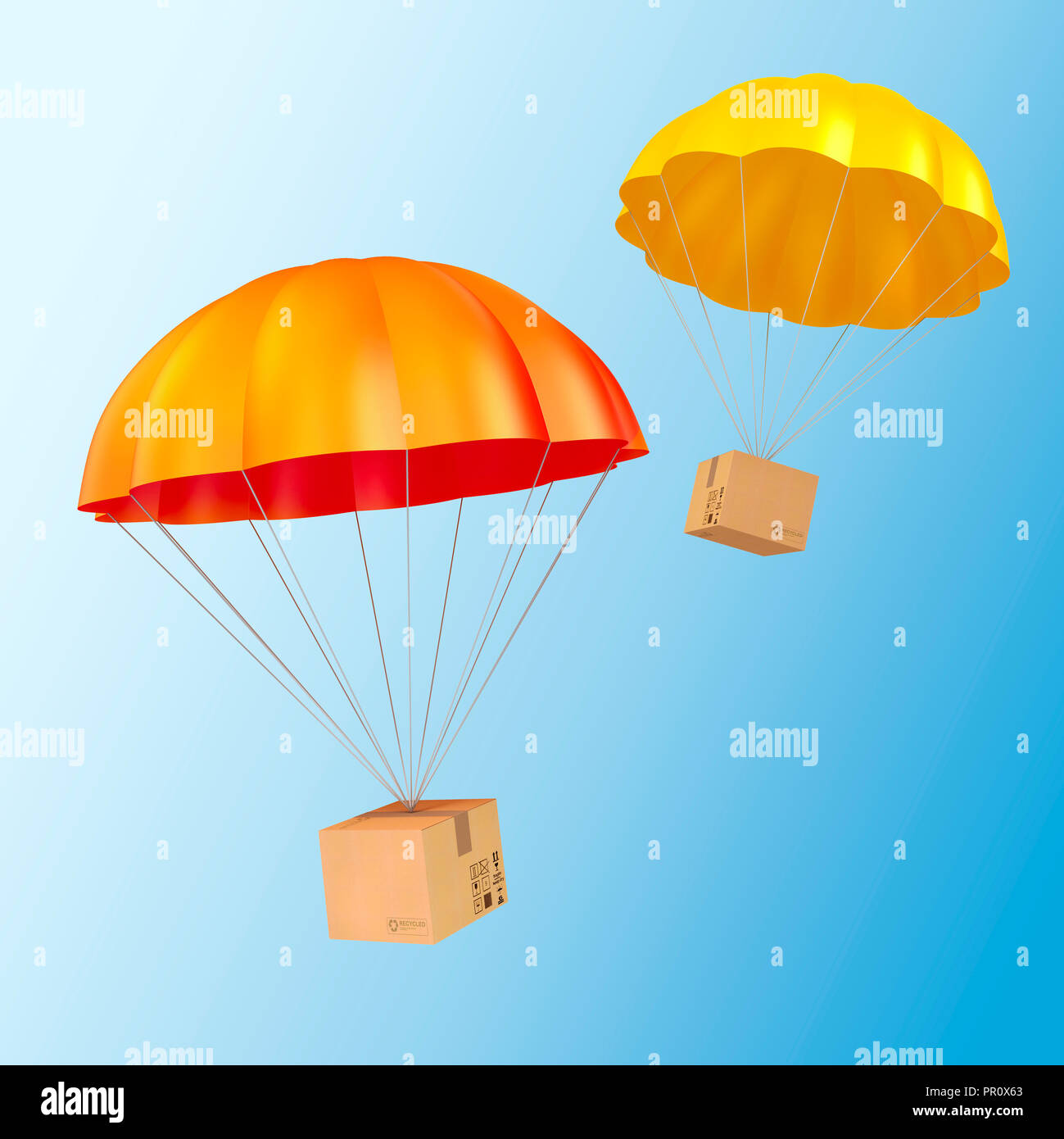 3d colorful parachute and present Stock Photo - Alamy