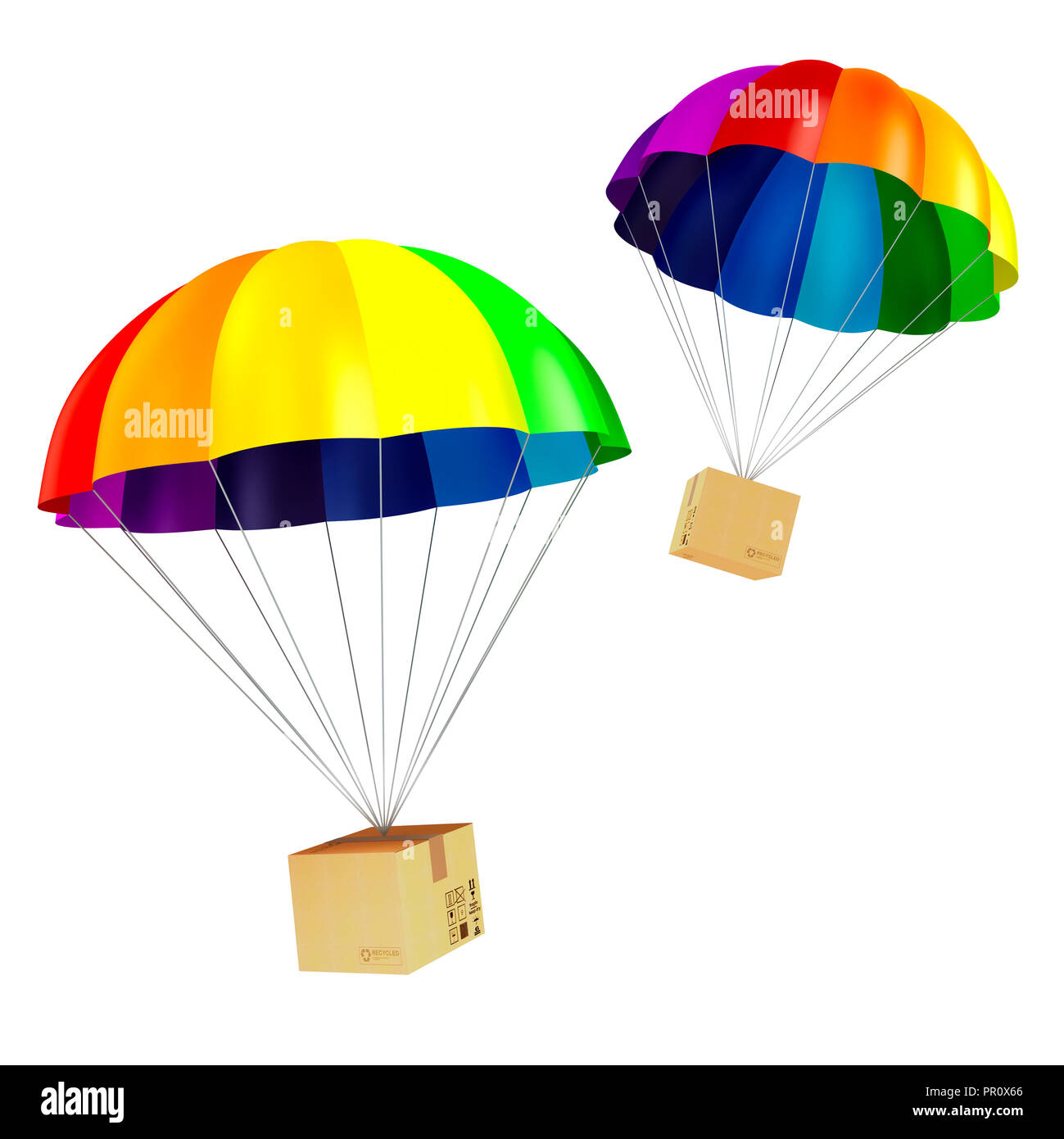 3d colorful parachute and present Stock Photo - Alamy
