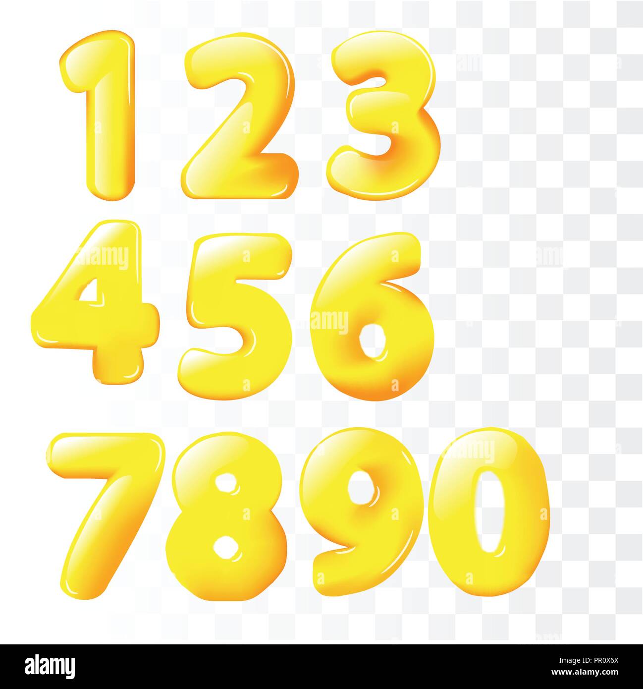 Cartoon balloons doodle numbers. Orange vector set Stock Vector Image ...