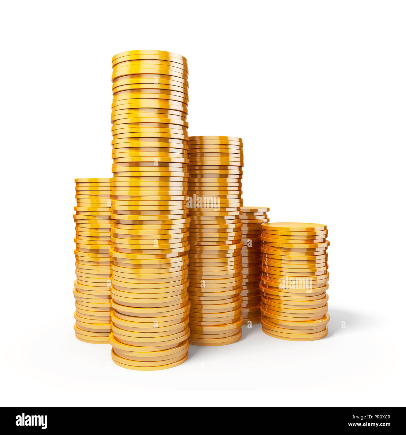3d render golden coins Cut Out Stock Images & Pictures - Alamy