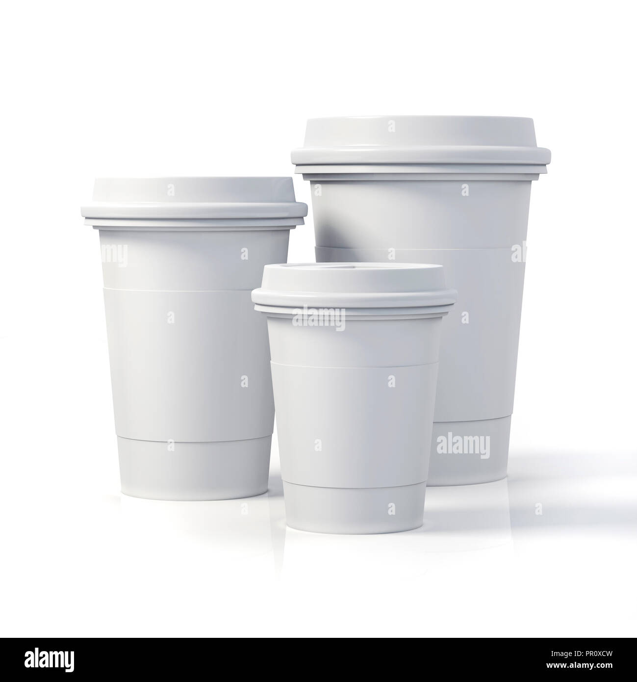 3d render- coffee cups on white background Stock Photo - Alamy