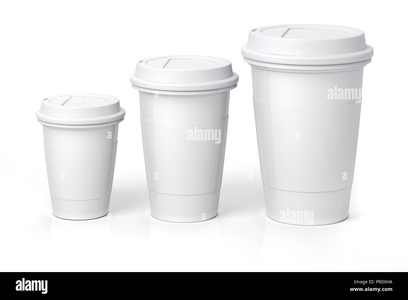 3d render- coffee cups on white background Stock Photo - Alamy