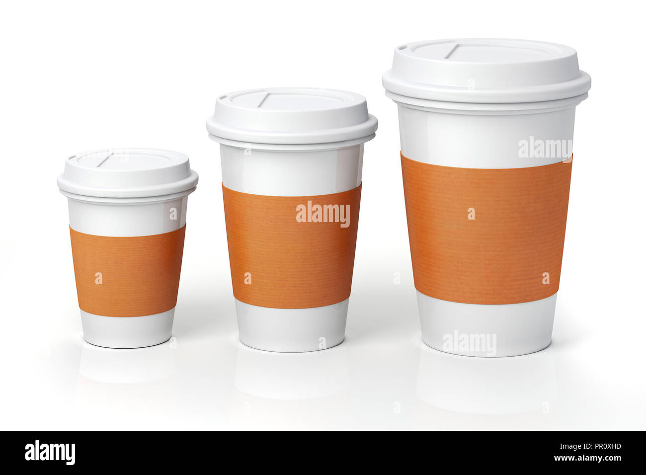 3d render- coffee cups on white background Stock Photo - Alamy
