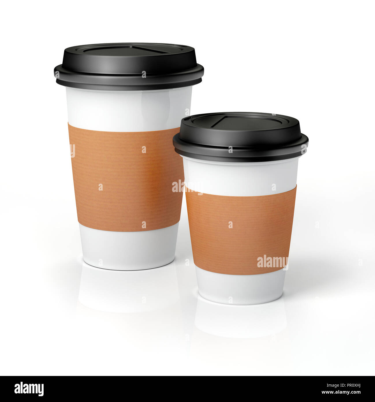 3d render- coffee cups on white background Stock Photo - Alamy