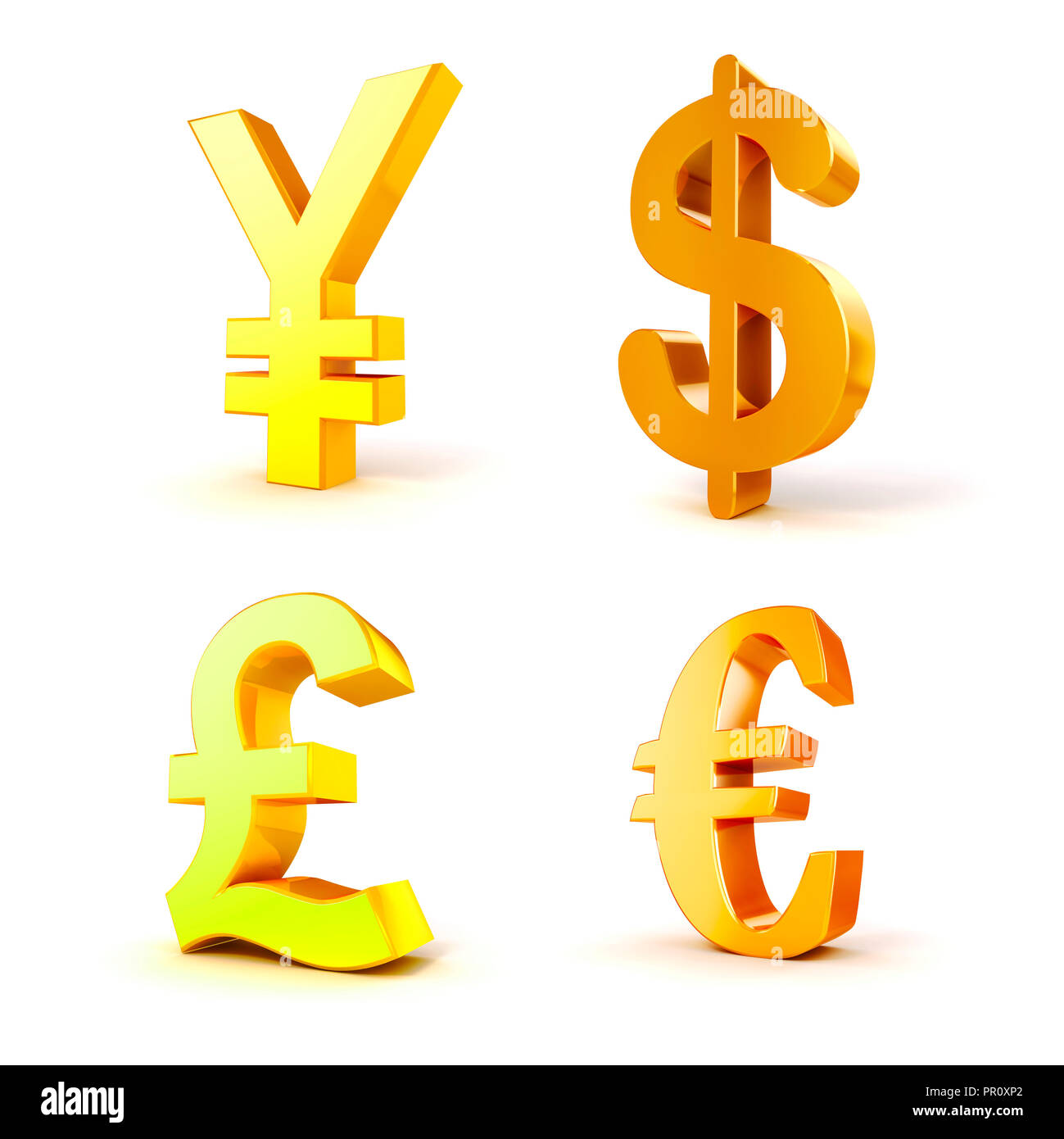 3d currency symbols on white background Stock Photo - Alamy