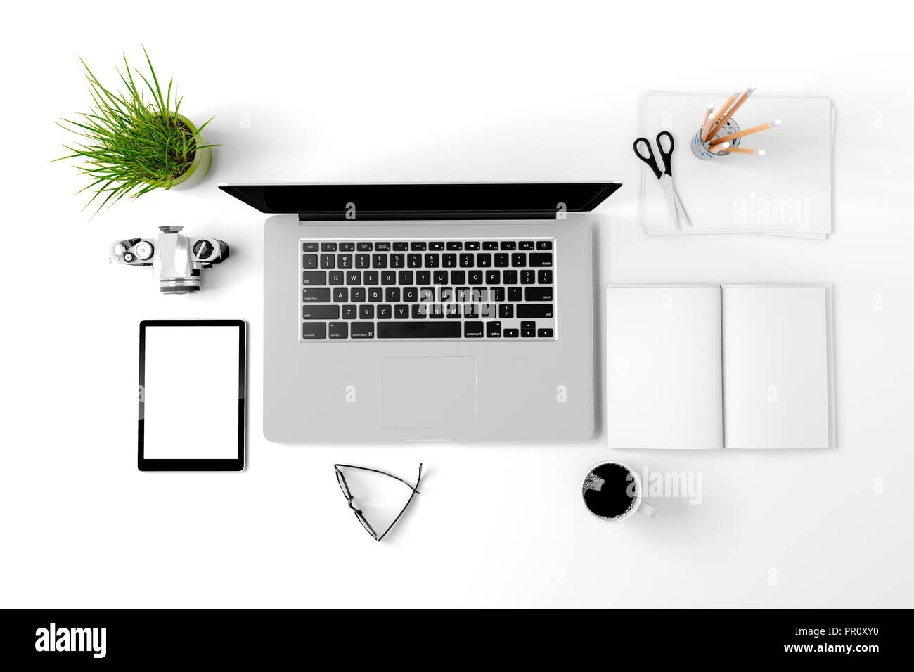 3d modern computer workplace Stock Photo - Alamy