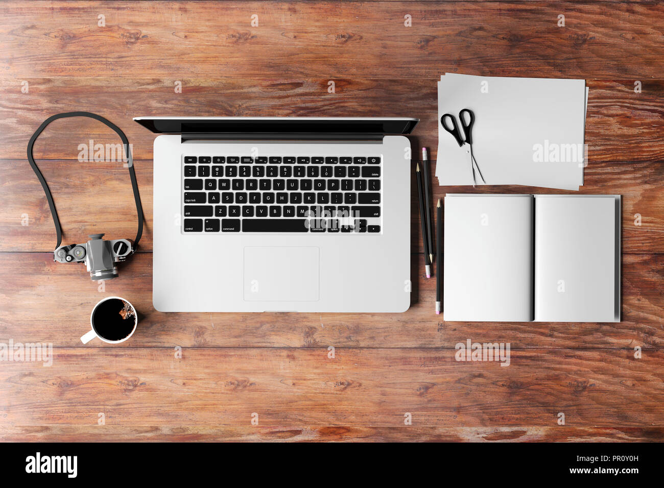 3d modern computer workplace Stock Photo - Alamy