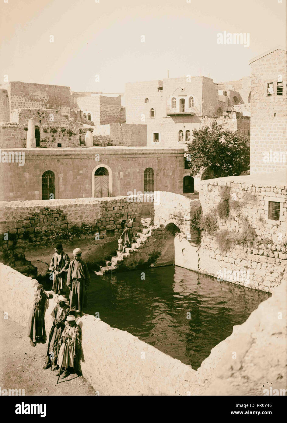 Road to Hebron, Mar Saba, Ancient upper pool. 1900, West Bank, Hebron ...