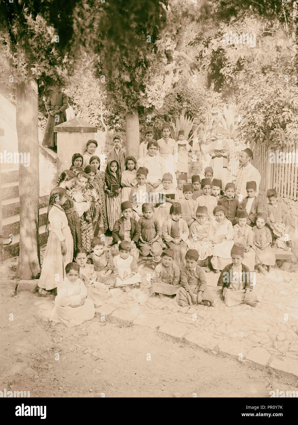 Northern views English Mission school children, Nablus, Middle East ...