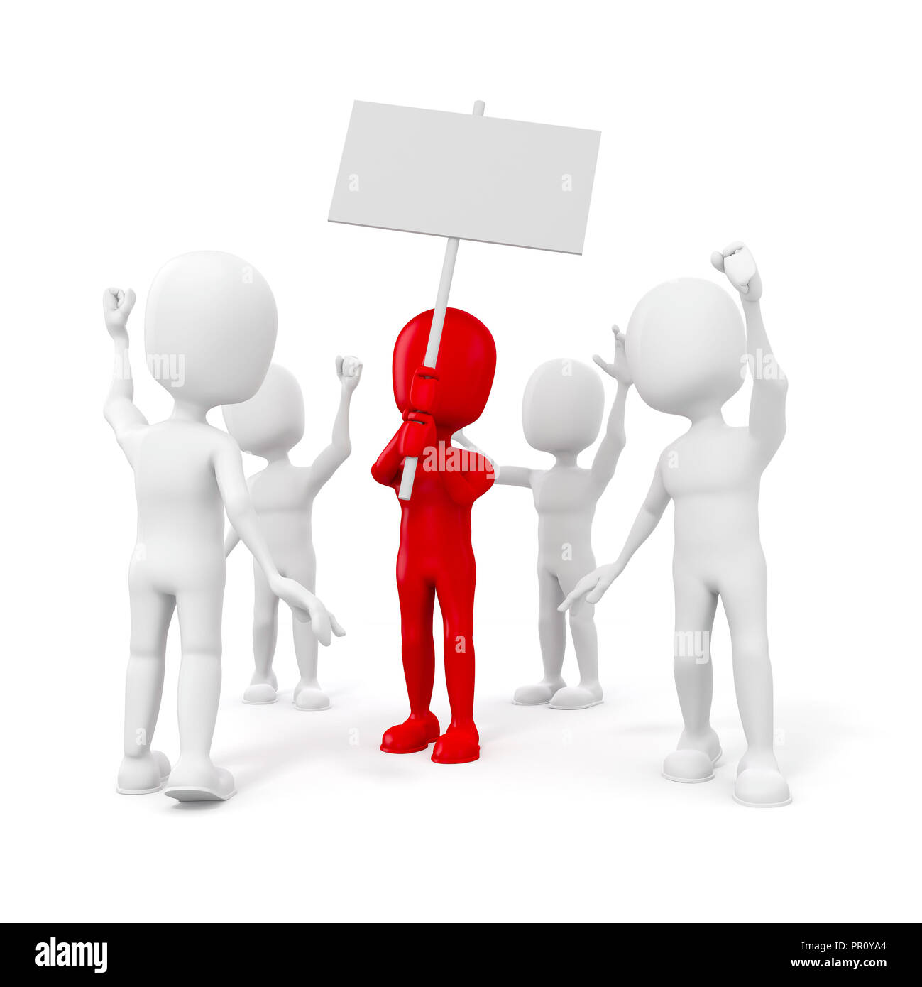 3d man - group of protesting people on white background Stock Photo - Alamy