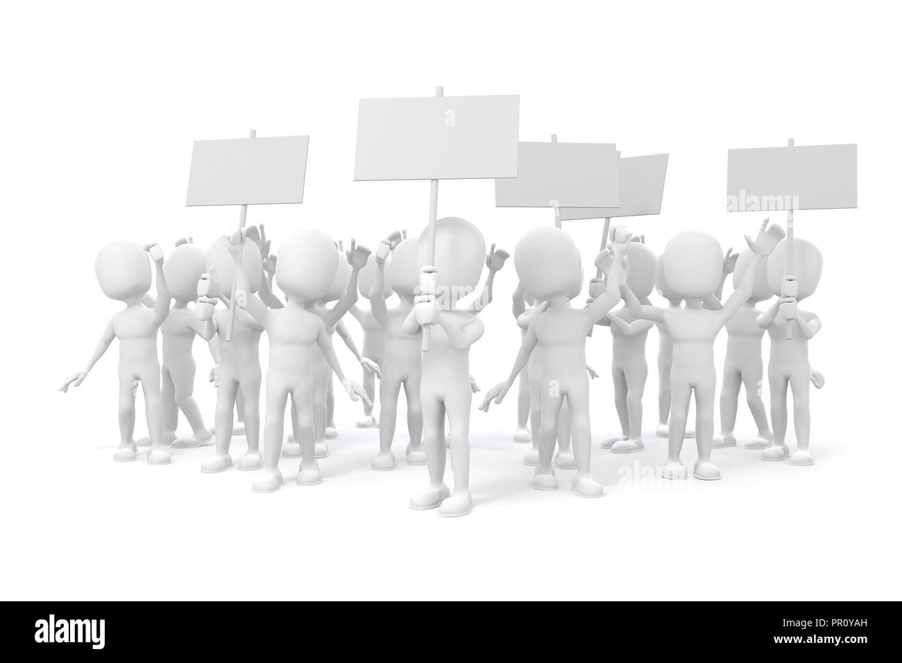 3d man - group of protesting people on white background Stock Photo - Alamy
