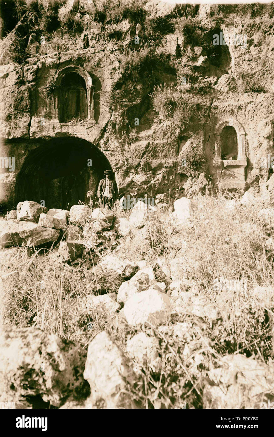 Northern views. Shrines to the god Pan, Banias. 1900, Syria, Damascus ...