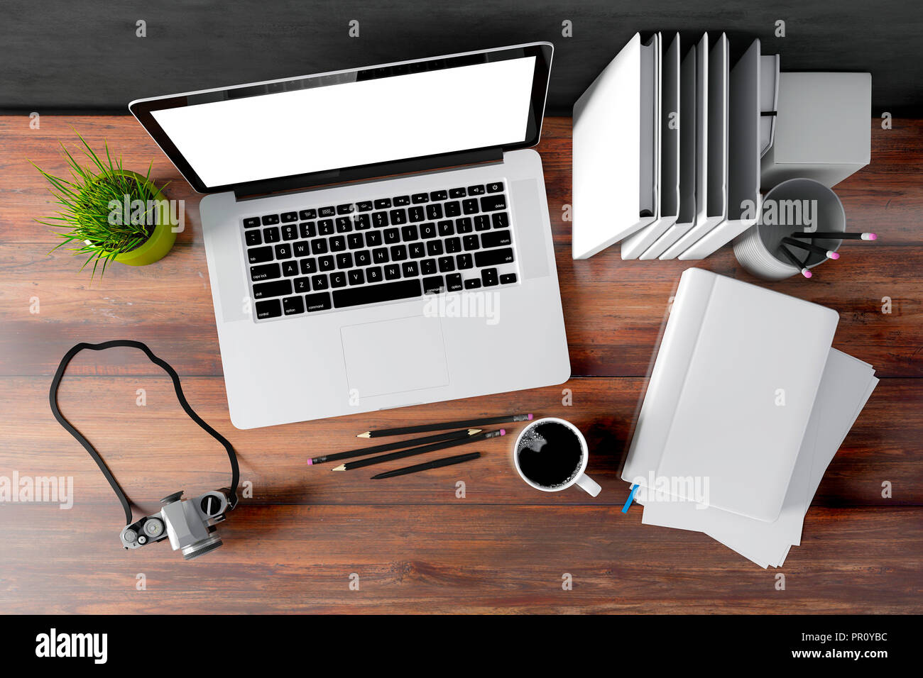 3d modern computer workplace Stock Photo - Alamy