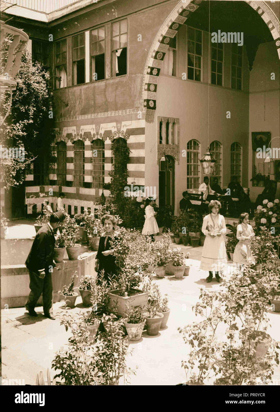 Damascus (Esh-Sham). Courtyard of a Christian house. 1900, Syria ...