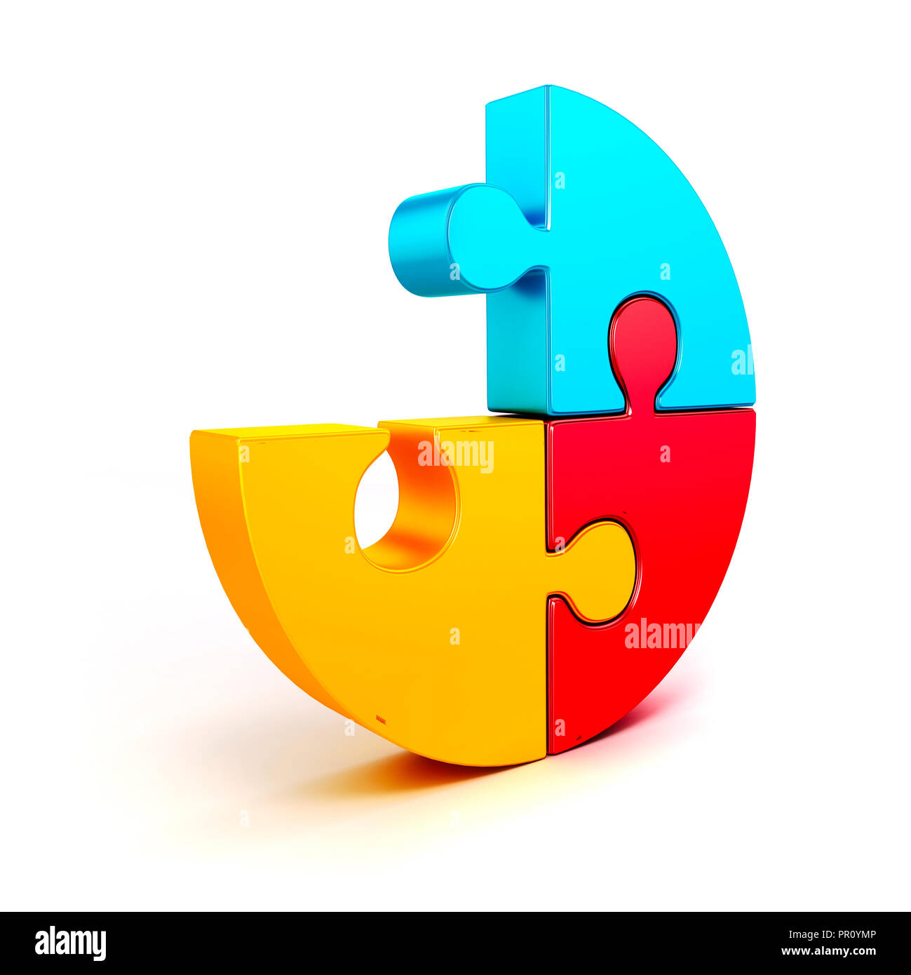 3d puzzle pie chart on white background Stock Photo - Alamy