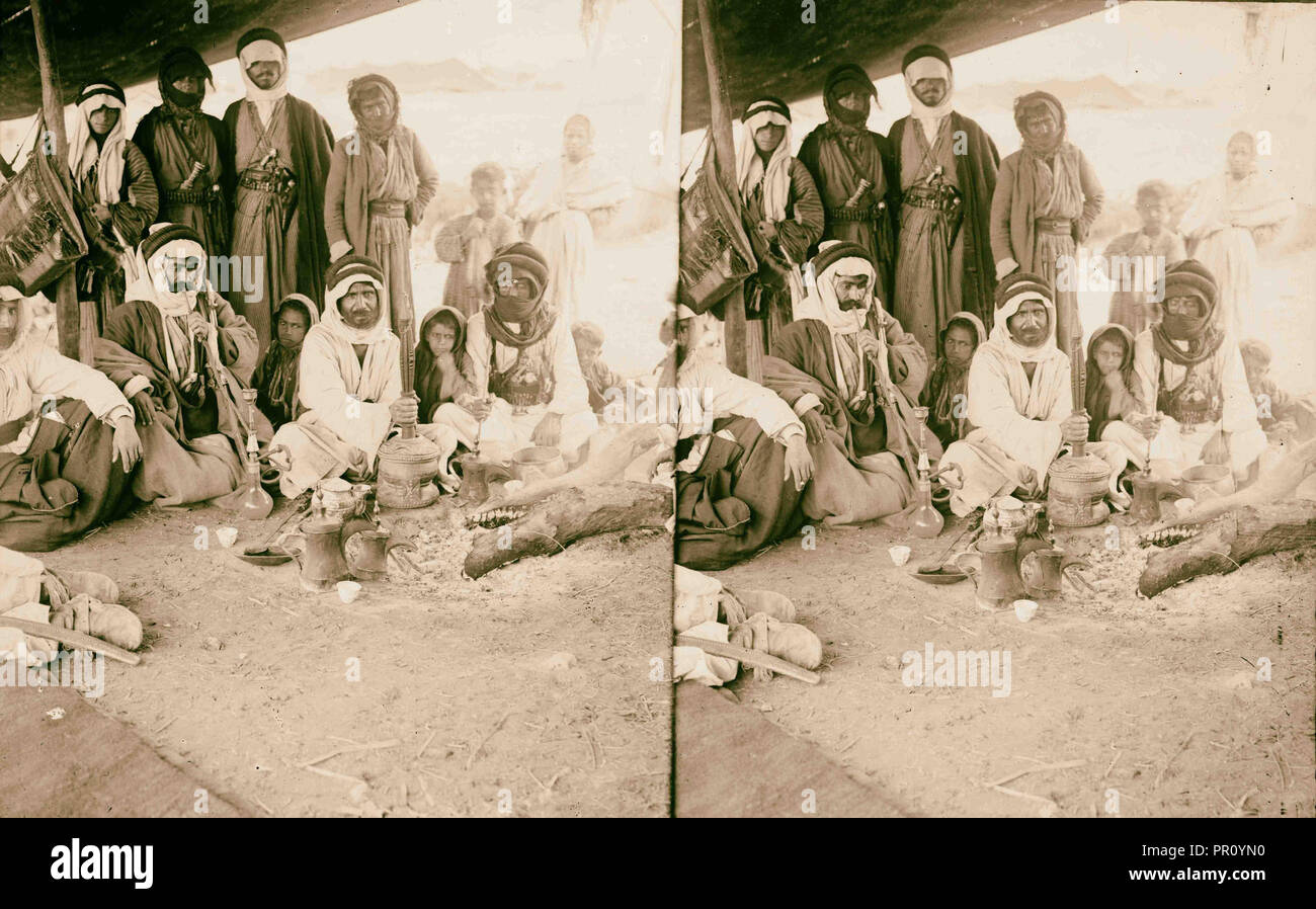 Bedouins preparing coffee in their tent. 1900, The Bedouin are a ...