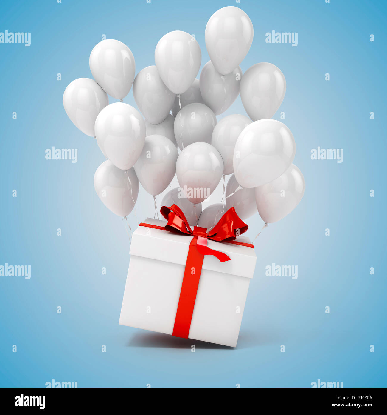 3d balloons and present box Stock Photo - Alamy
