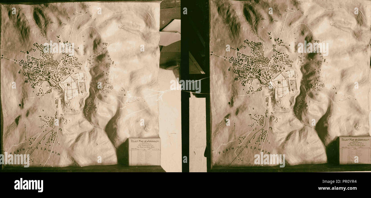 Maps, plans, restorations, Raised map of Jerusalem and environs. 1900 ...