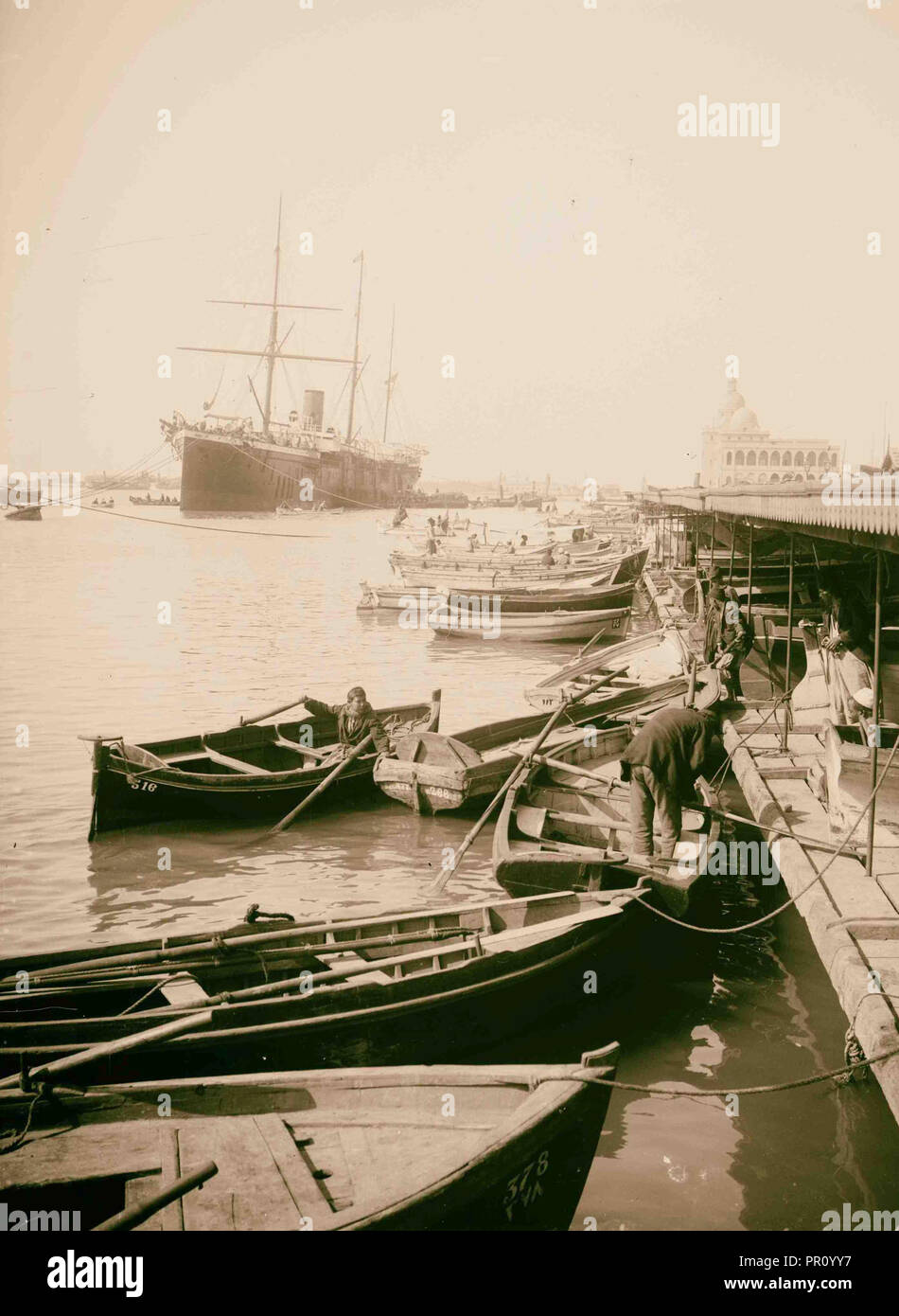 Egyptian views; Port Said. Landing stage of Port Said. 1900, Egypt ...