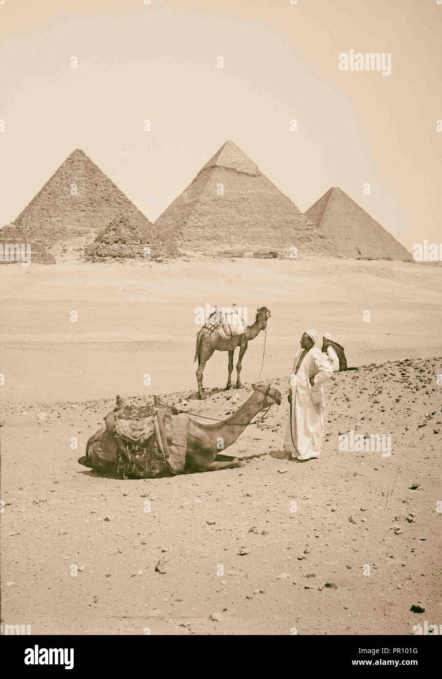 Egyptian views; The pyramids of Gizeh. General view of Pyramids of ...