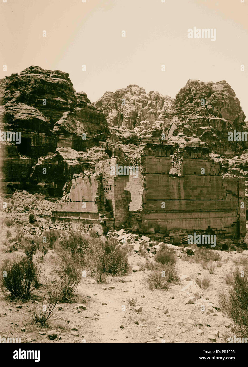 Petra in Transjordan. Temple of Kasr Fir'aun from the E. 1900, Jordan ...