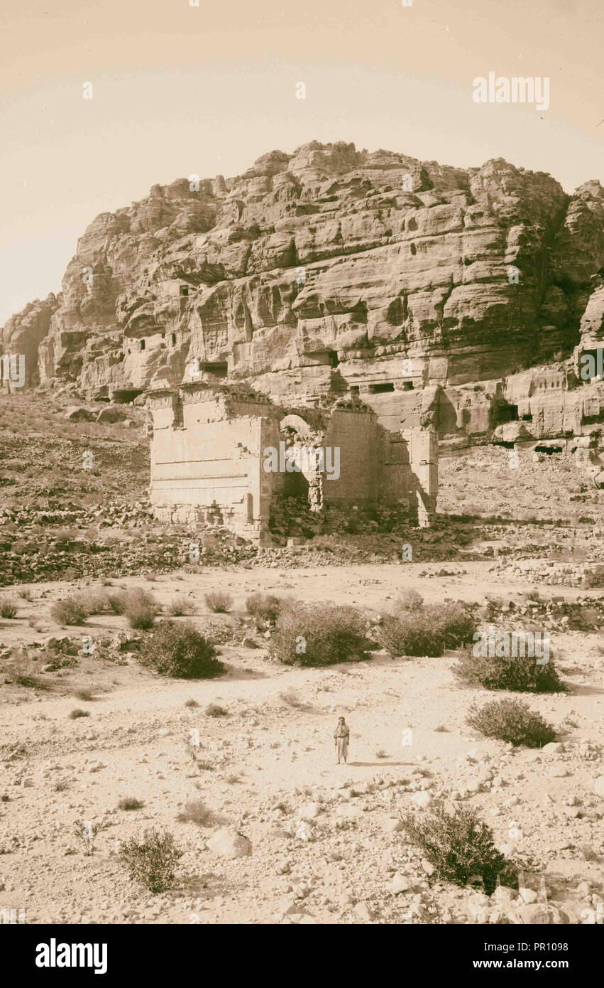 Petra in Transjordan. Temple of Kasr Fir'aun from the N.E. 1900, Jordan ...