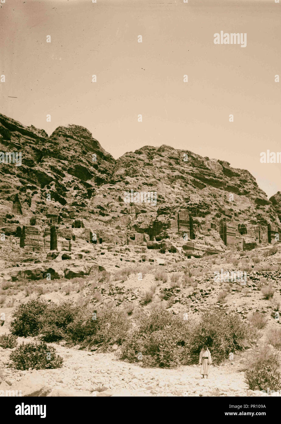 Petra in Transjordan. Panorama of tombs on the E., section I. 1900 ...