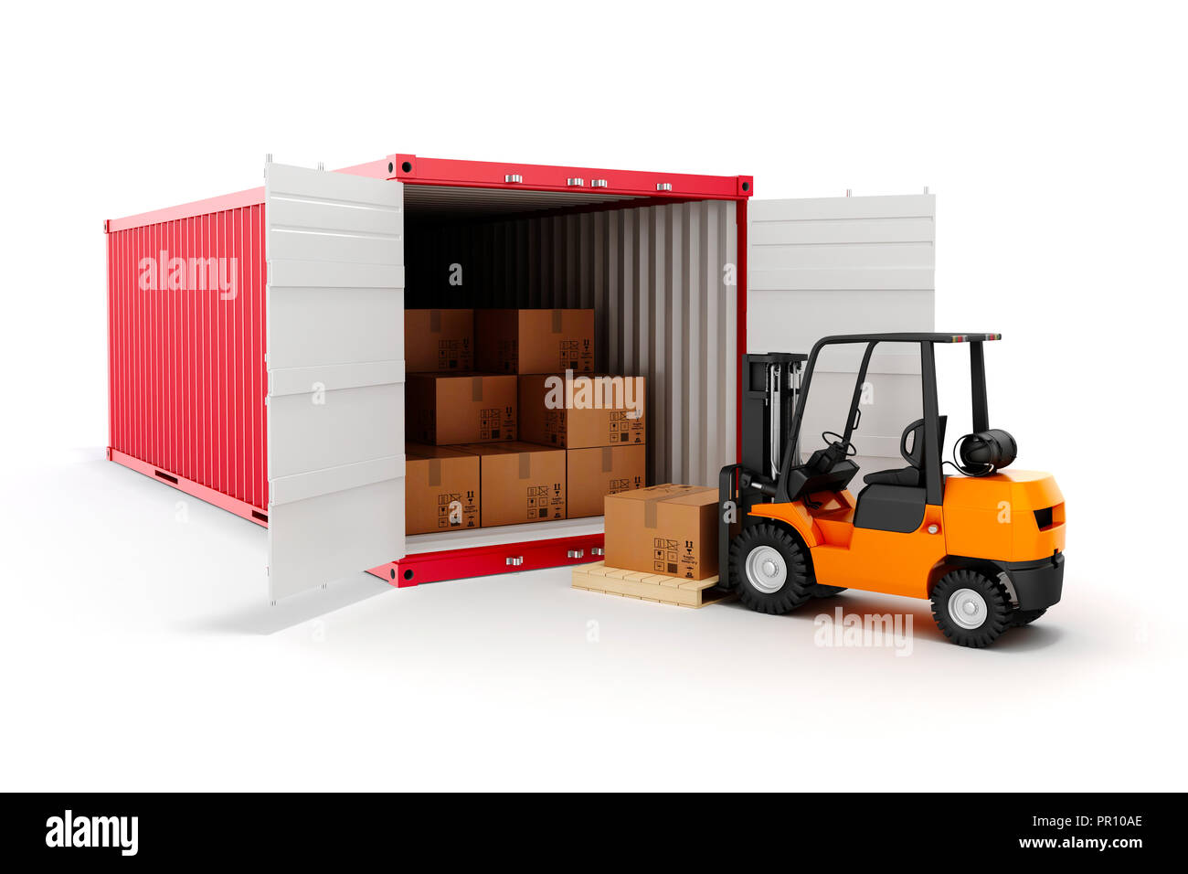 3d cargo container and boxes, industry transport concept Stock Photo ...