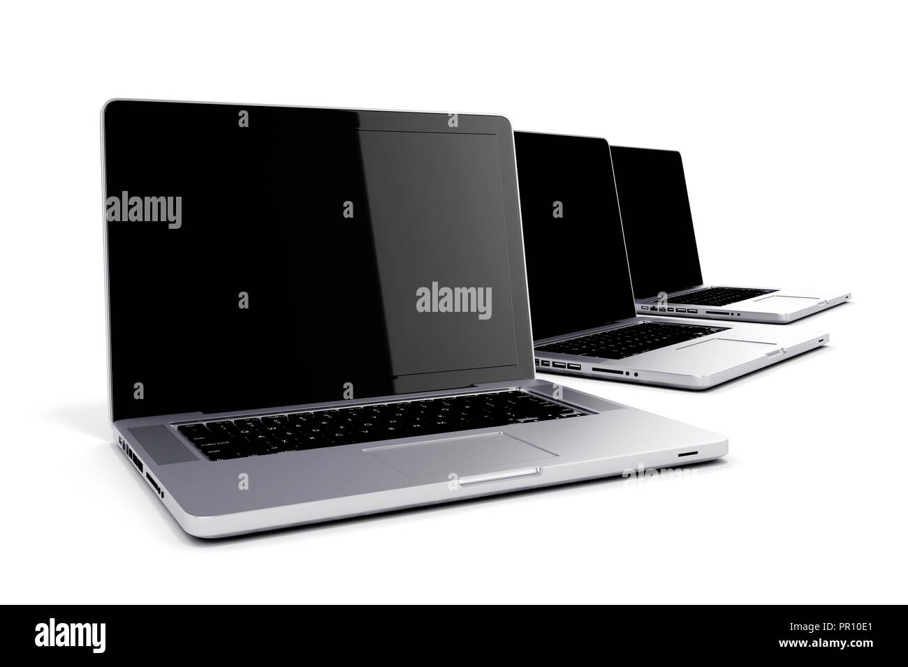 3d render of laptops on white background Stock Photo - Alamy