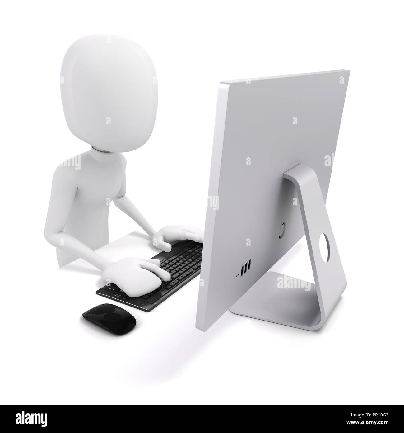 3d man working on computer Stock Photo - Alamy