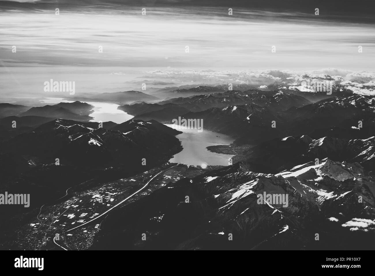 Air photograph alps Black and White Stock Photos & Images - Alamy