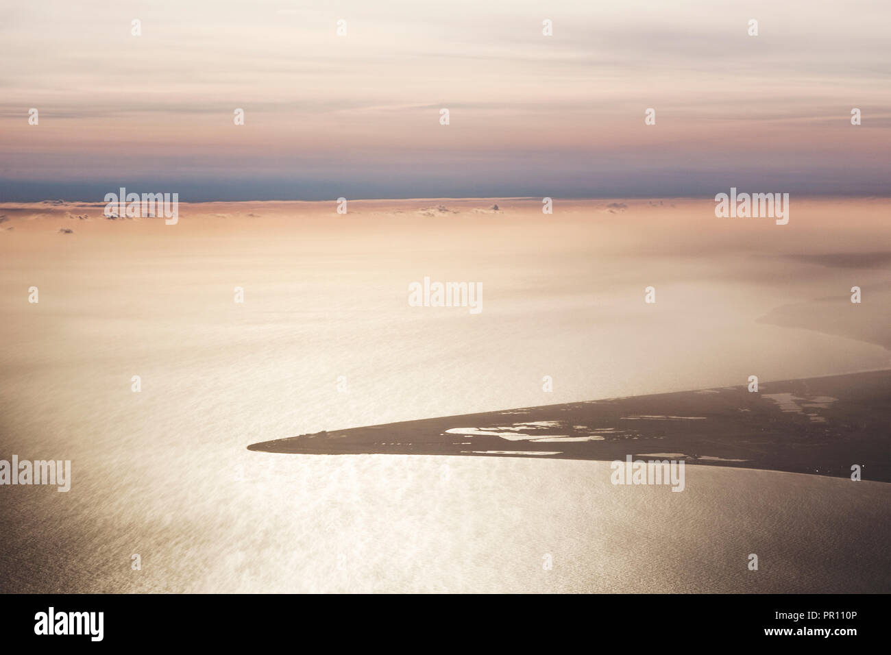 Dungeness, headland on the coast of Kent, seen from above Folkestone ...