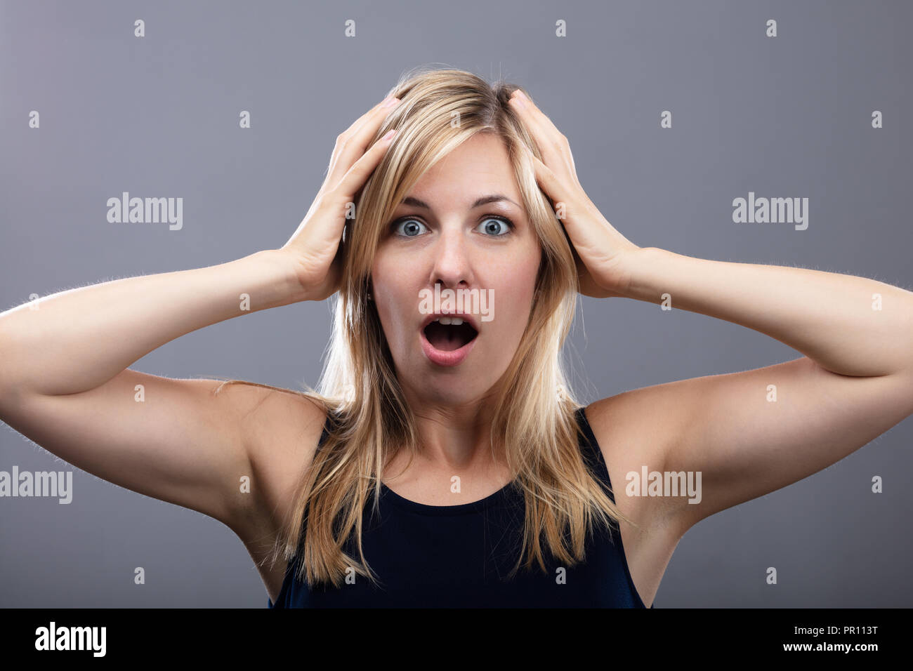 Pretty woman open mouth face hi-res stock photography and images - Alamy