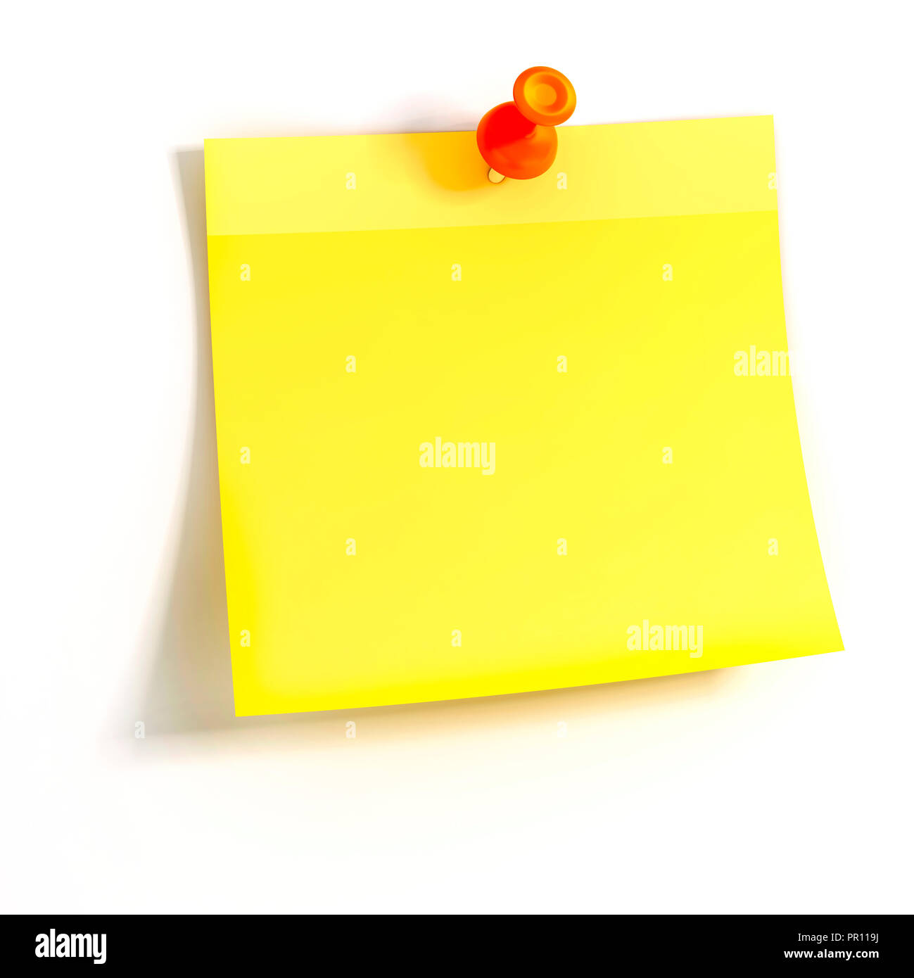 3d yellow sticky note on white background Stock Photo - Alamy