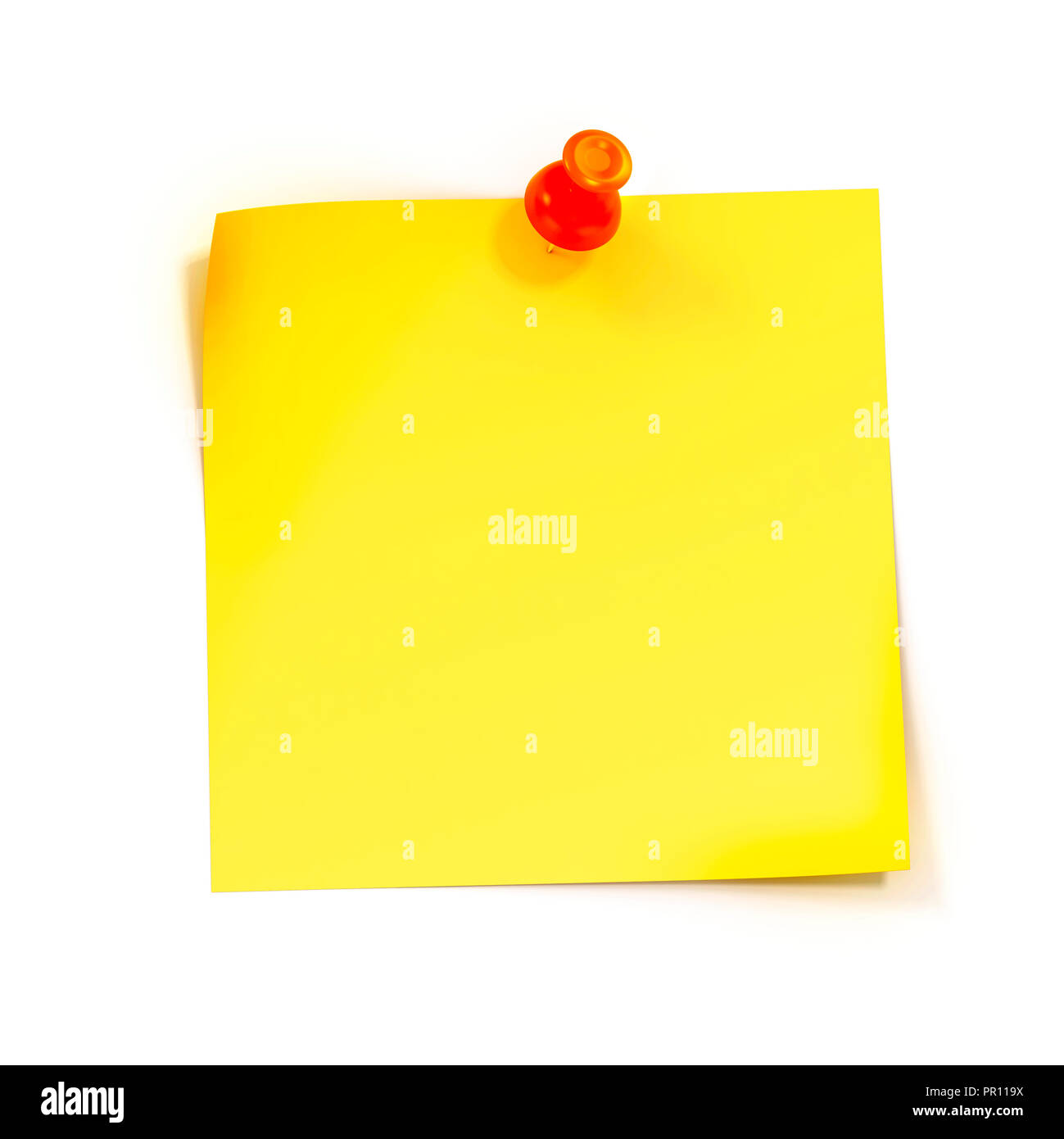 3d yellow sticky note on white background Stock Photo - Alamy