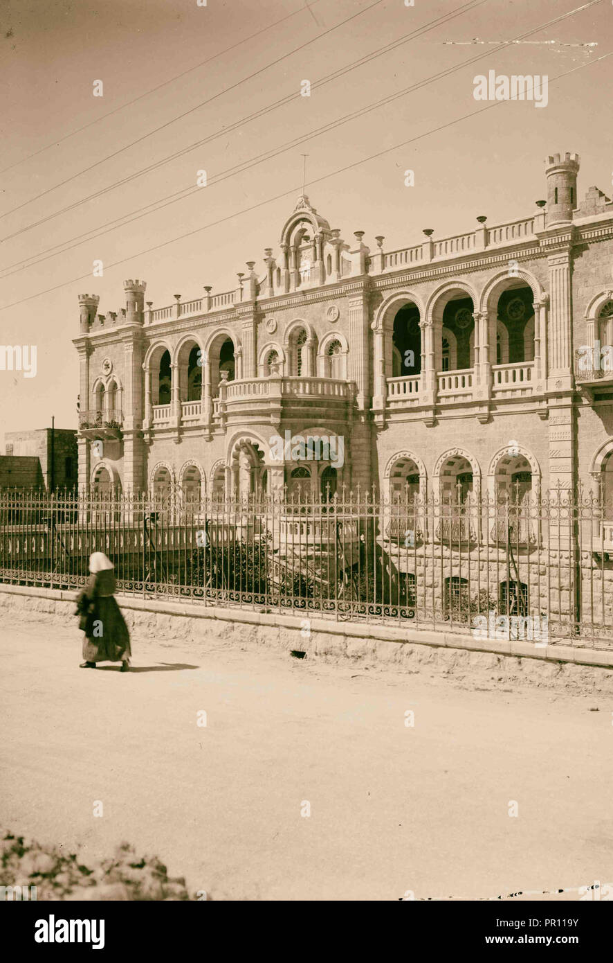 Jerusalem British homes, embassy 1898, Israel Stock Photo - Alamy