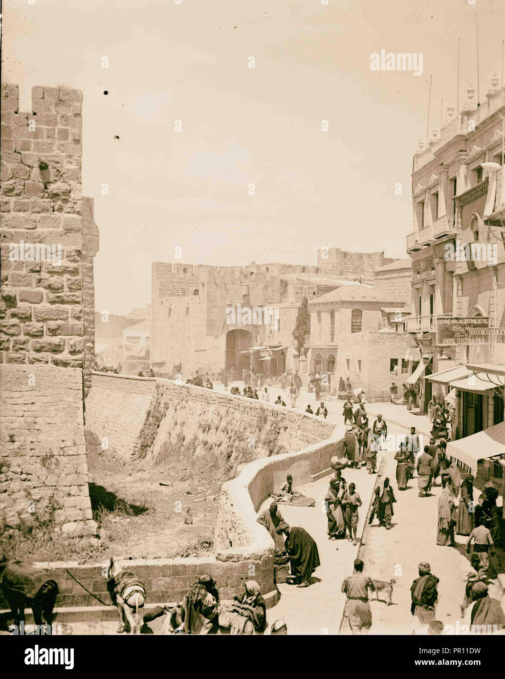 View inside the Jaffa Gate, Jerusalem. American Colony, 1898, Israel ...