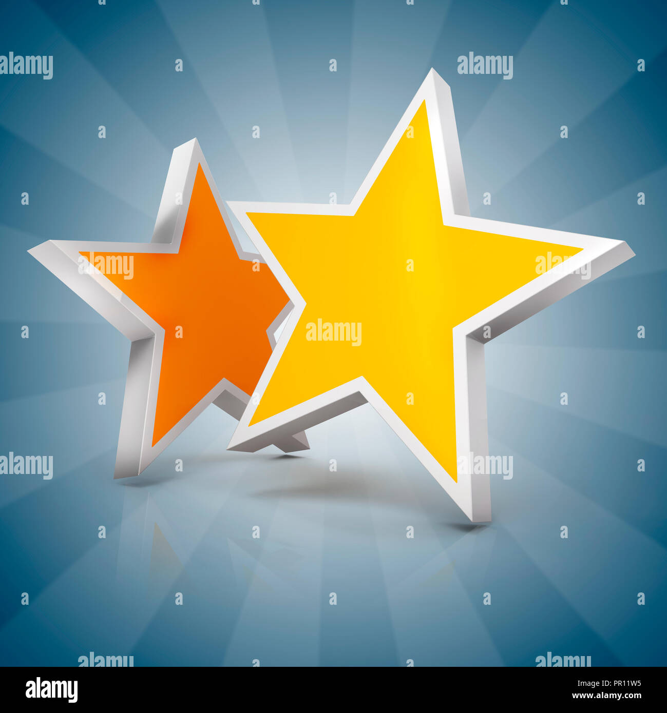 3d - Two gold stars on blue gradient background Stock Photo - Alamy