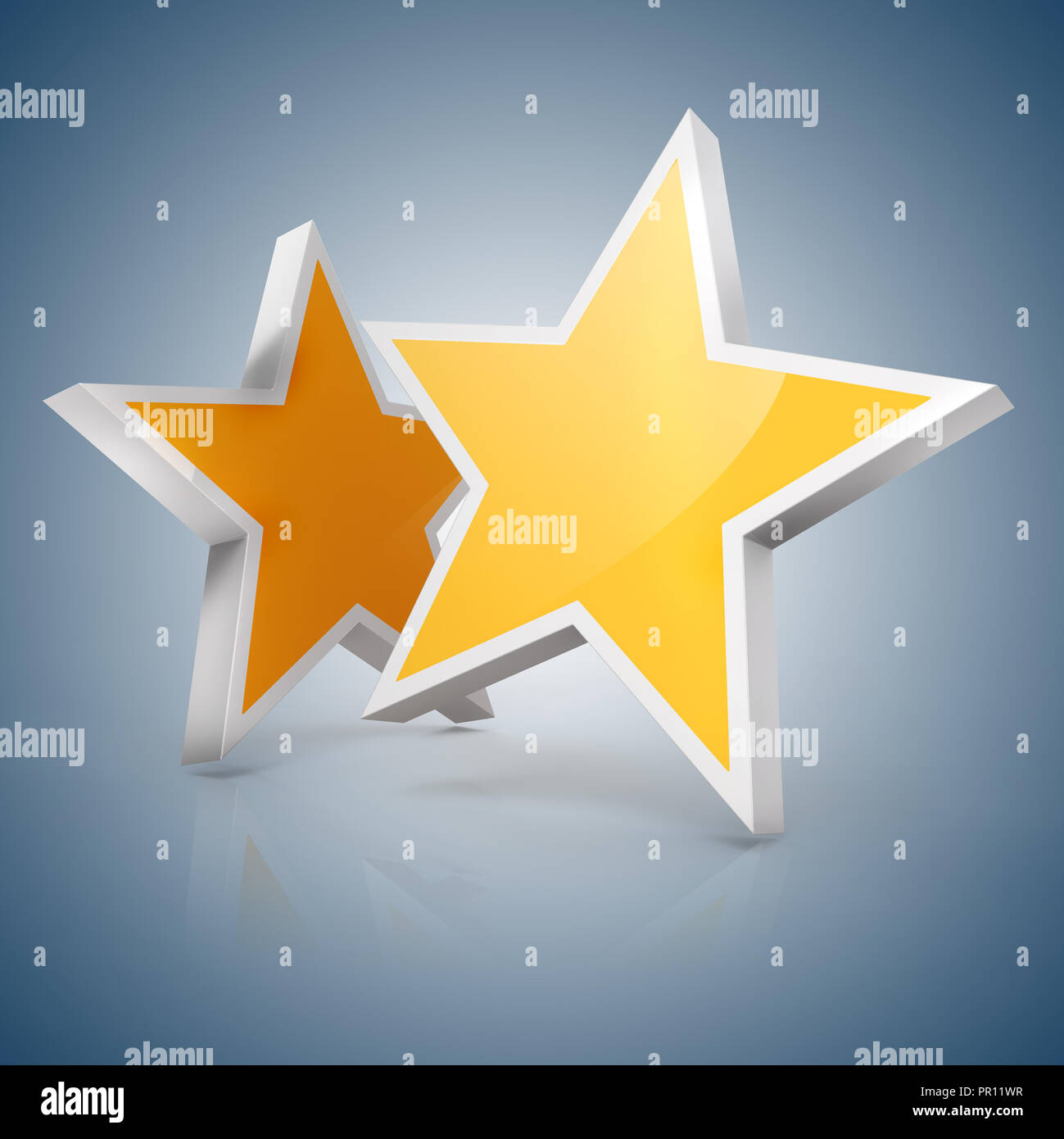 3d - Two gold stars on blue gradient background Stock Photo - Alamy