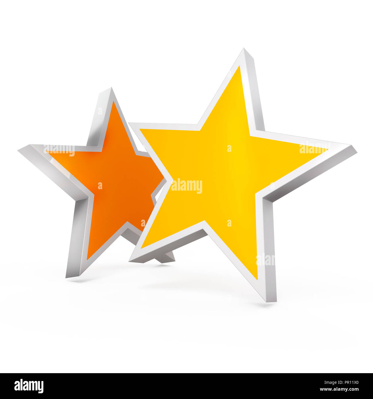 3d - Two gold stars on white background Stock Photo - Alamy