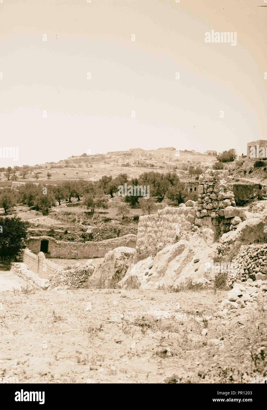 Excavations on Ophel. Course of the city wall near Pool of Siloam. 1900 ...
